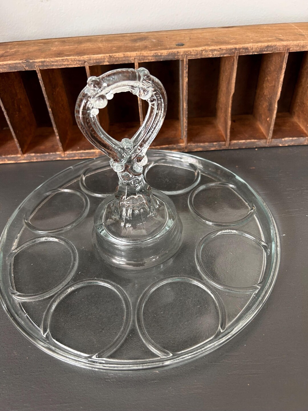 Vintage Clear Glass Tray Designed to Hold 8 Tumblers, Beverage Tray ...