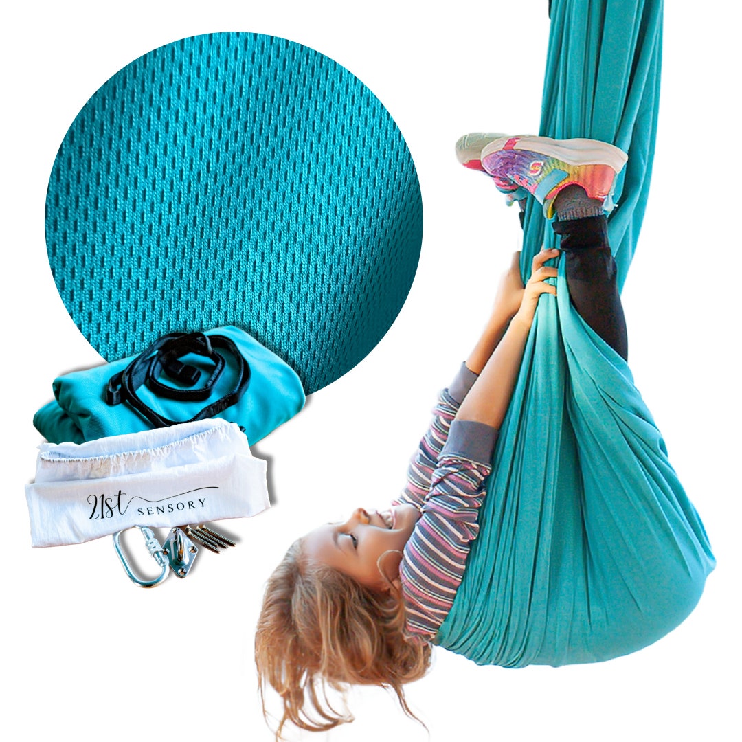 Sensory Swing Indoor Outdoor Blue Polyester Mesh Sensory Swing for Kids ...