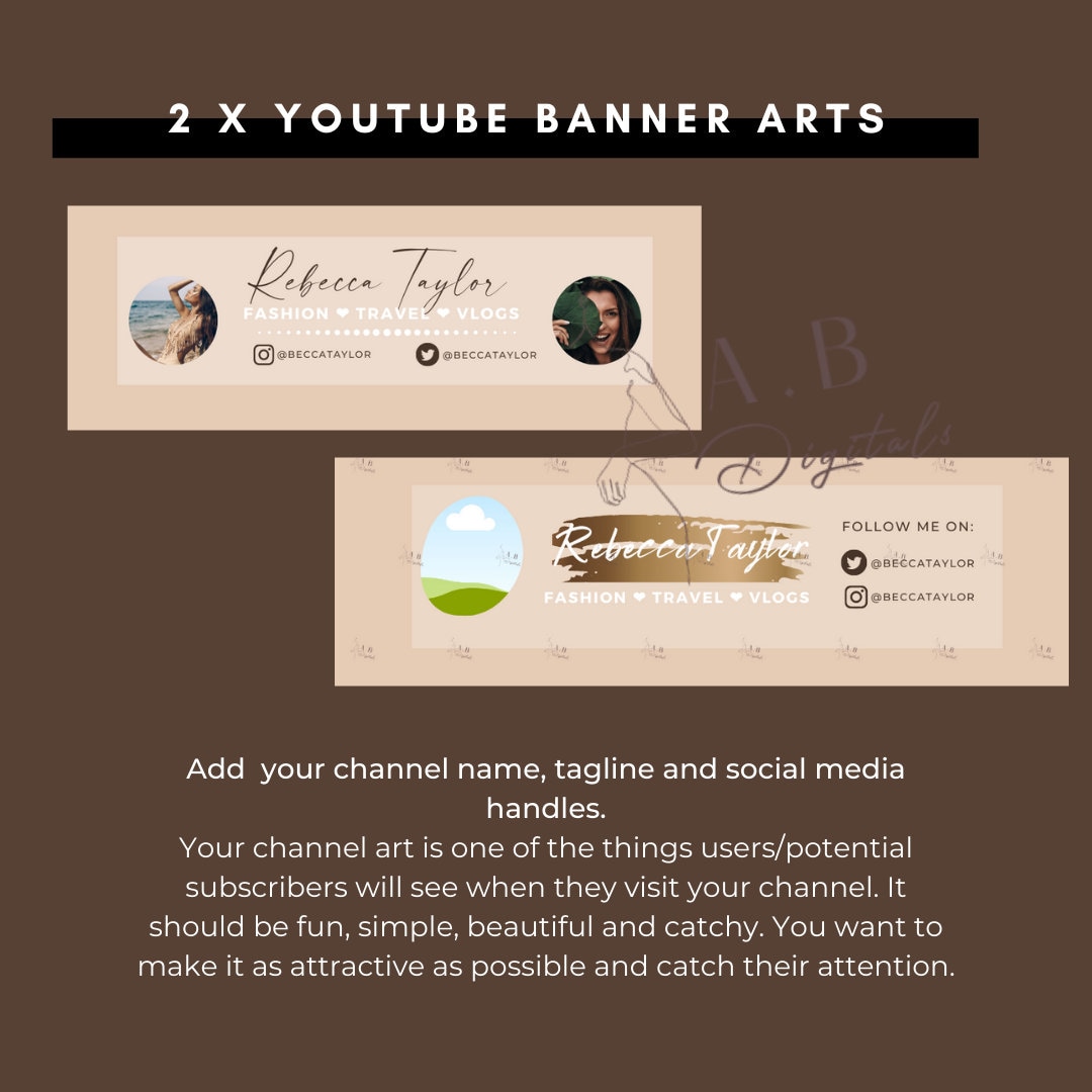 Brown Youtube Channel Branding Kit/ Editable With Canva - Etsy