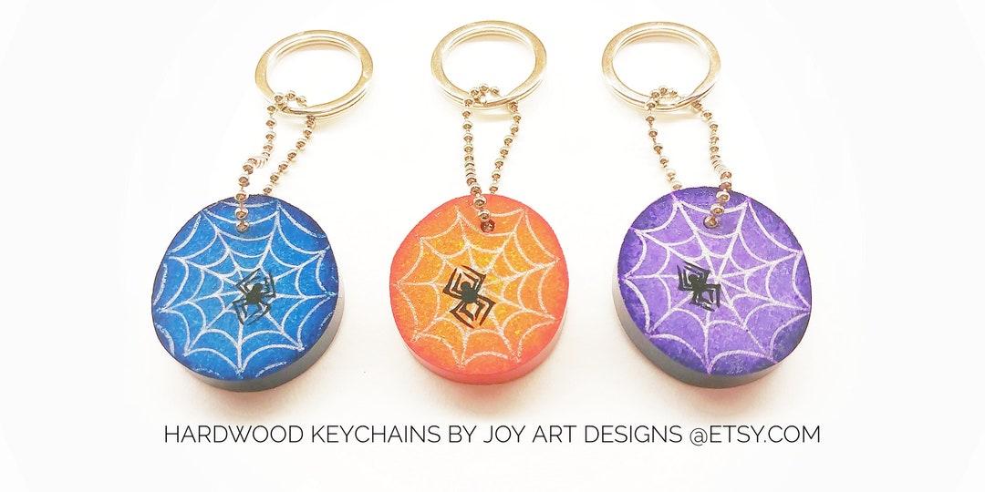 Spider Web Key Chain, Halloween, Key Lanyard, Gift, Creepy Insect, Hand ...