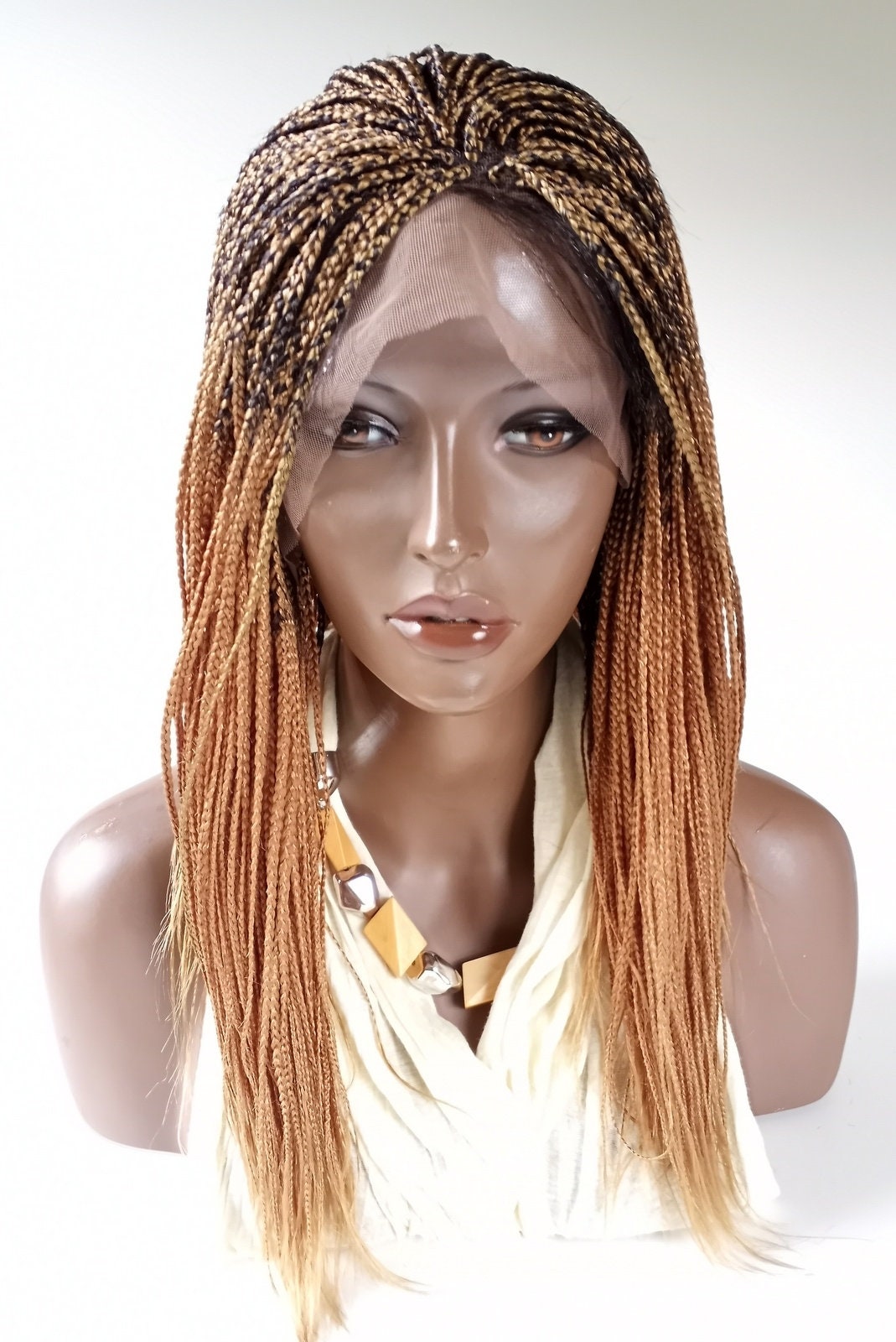 13 X 3 Fully Hand Braided Lace Wig In Micro Braids Color 27 2 Etsy
