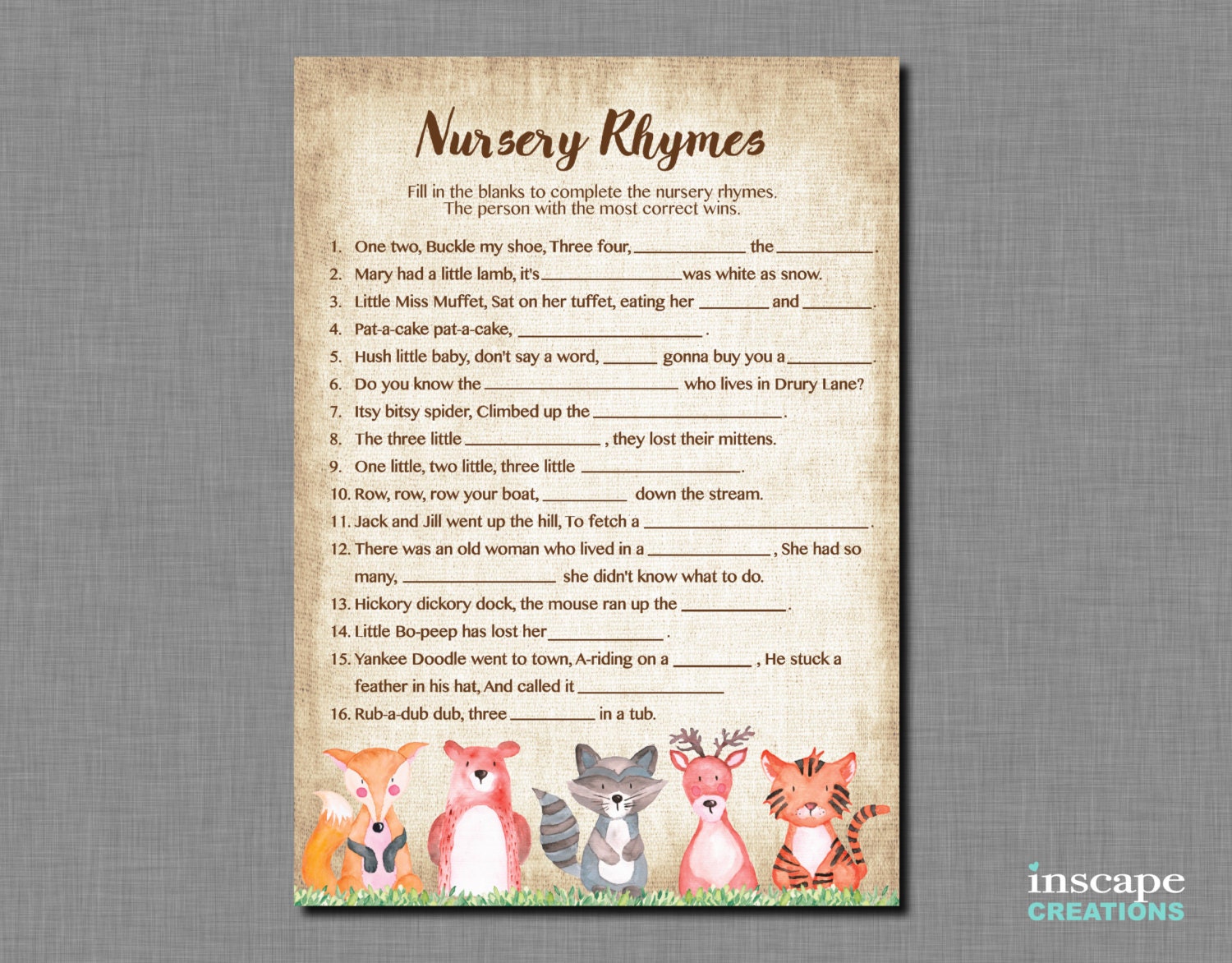 Finish The Nursery Rhyme Printable