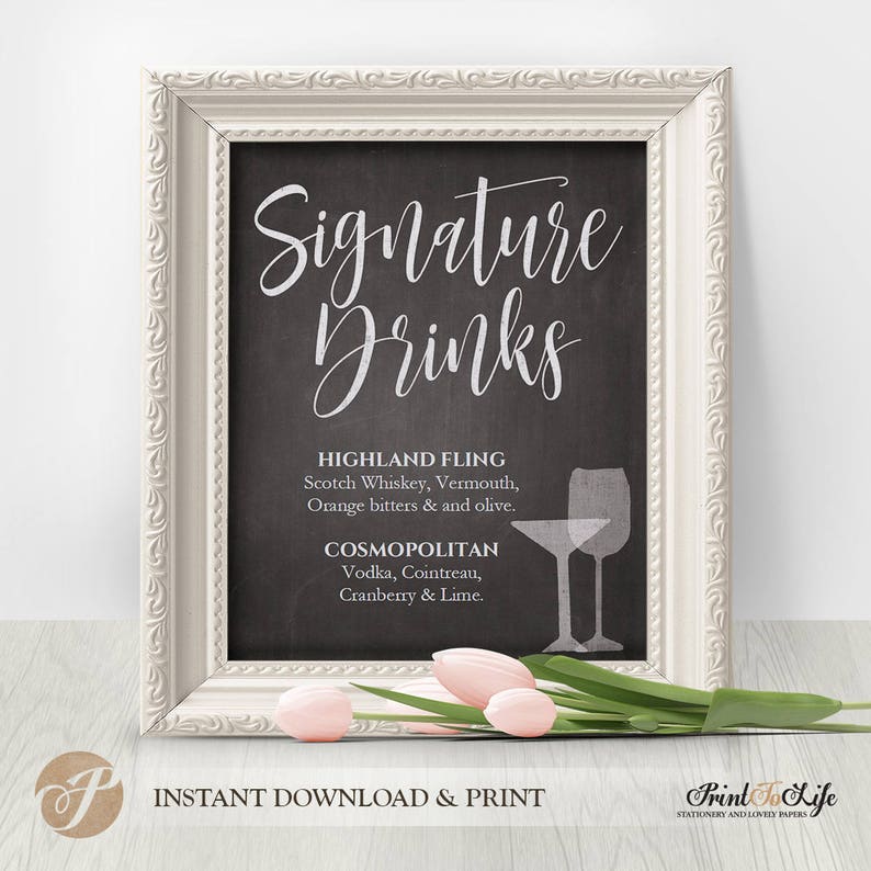 Signature Drinks Sign Printable Chalkboard Drinks Menu - Etsy