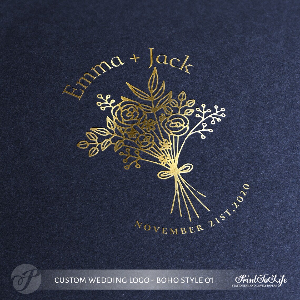 Wedding Logo Design Custom Wedding Stamp Bouquet Wedding - Etsy