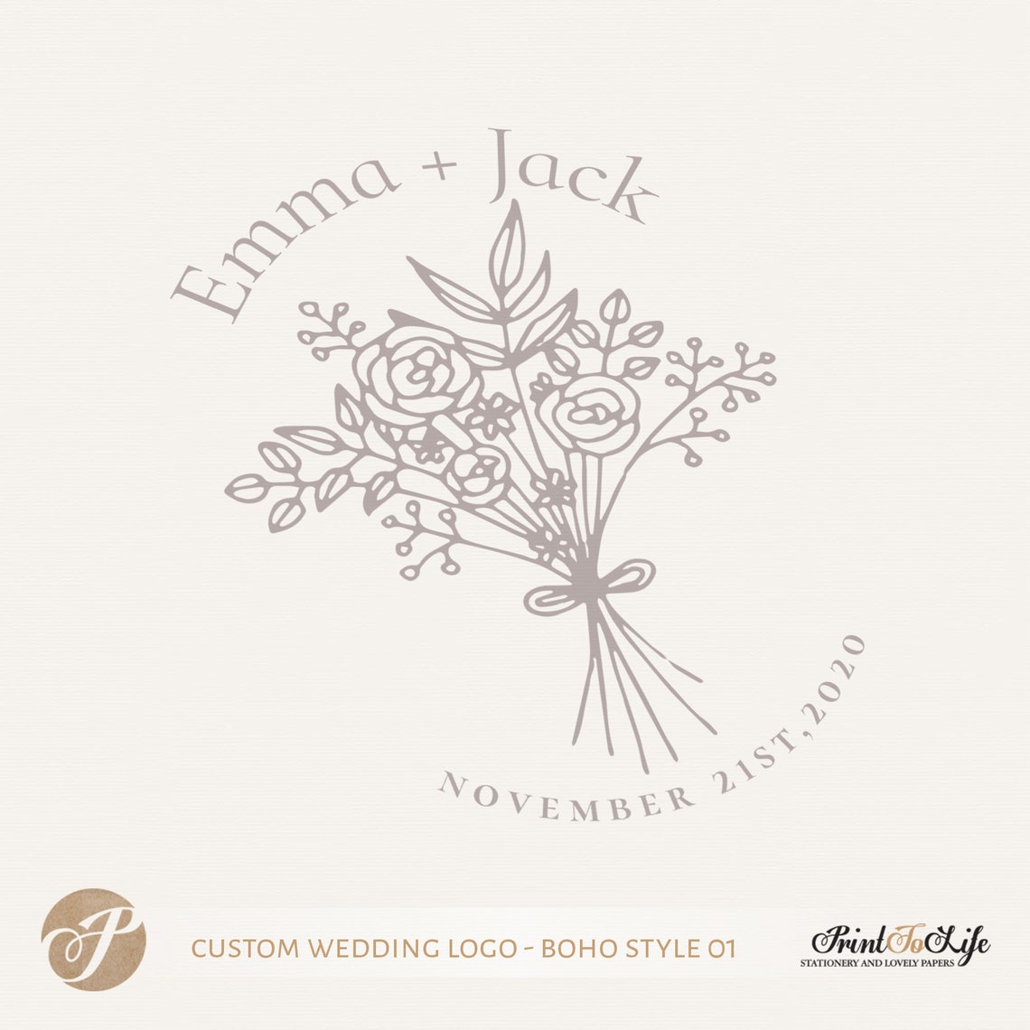 Wedding Logo Design Custom Wedding Stamp Bouquet Wedding - Etsy