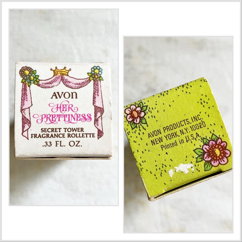 Vintage 1969 Avon Her Prettiness Secret Tower Fragrance Rollette Full ...
