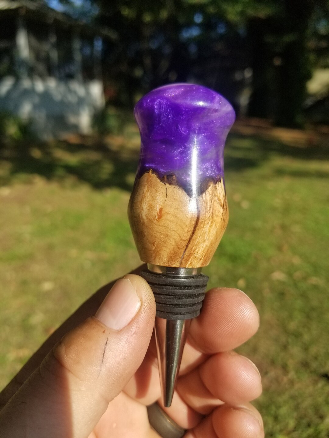 Fijian Kauri With Purple & Pink Epoxy Bottle Stopper - Etsy