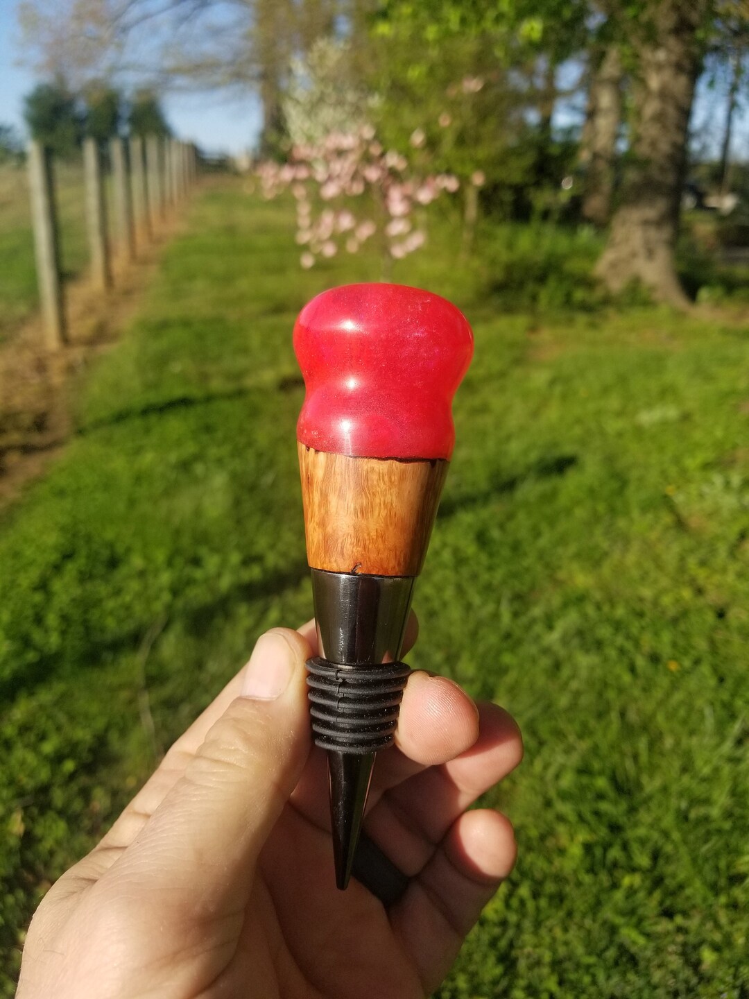Briar Burl With Pink Epoxy Bottle Stopper - Etsy