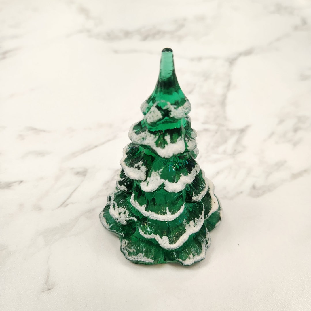4" Emerald Green Fenton Glass Tree - Etsy