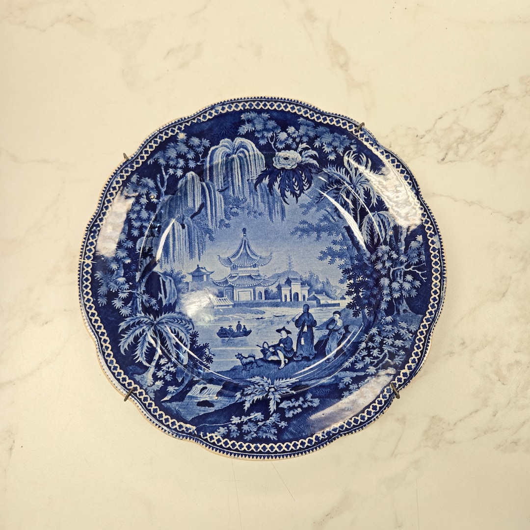 Antique Staffordshire Chinoiserie Transferware Soup Plate - Etsy