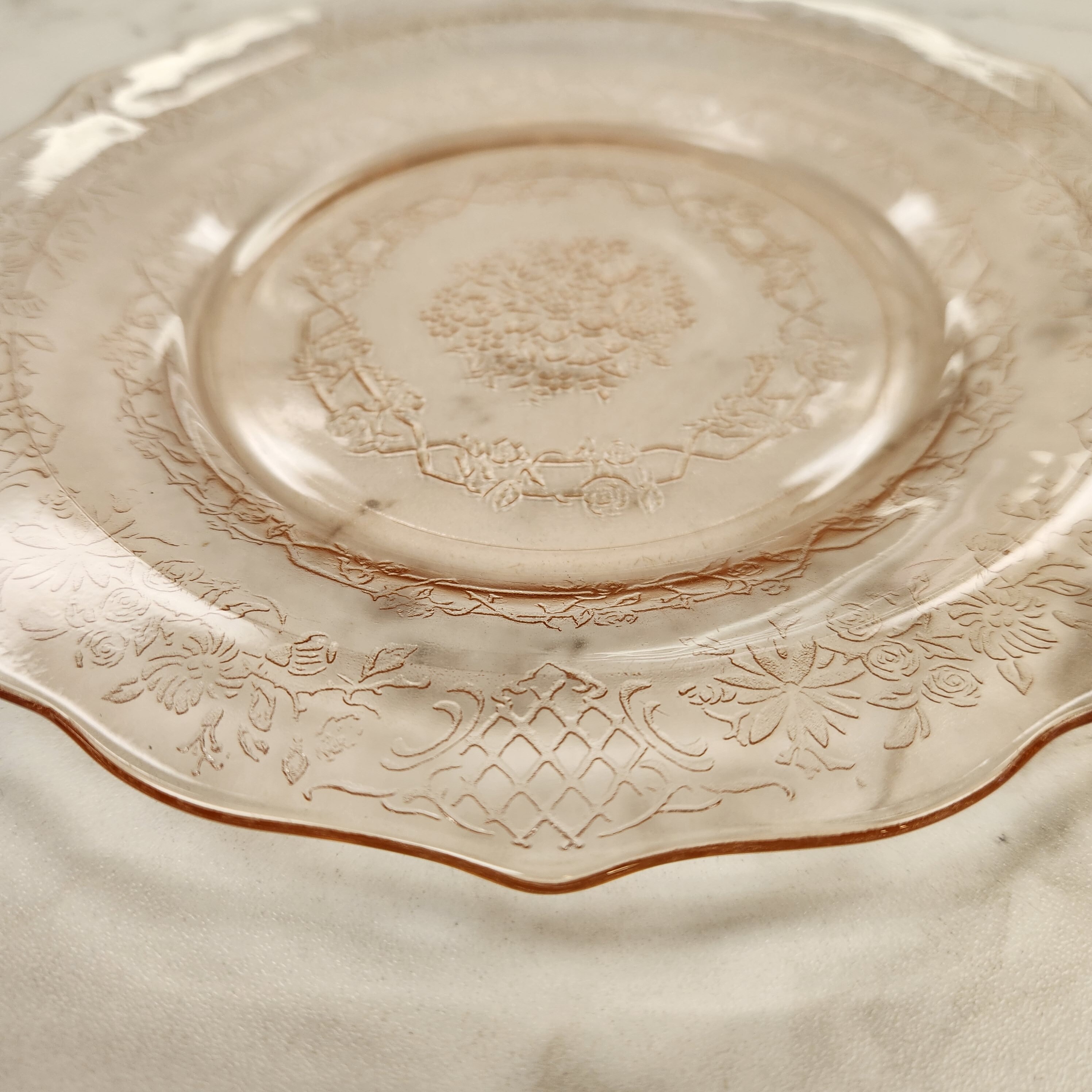 8 Pink Vintage Depression Glass Plate - Etsy