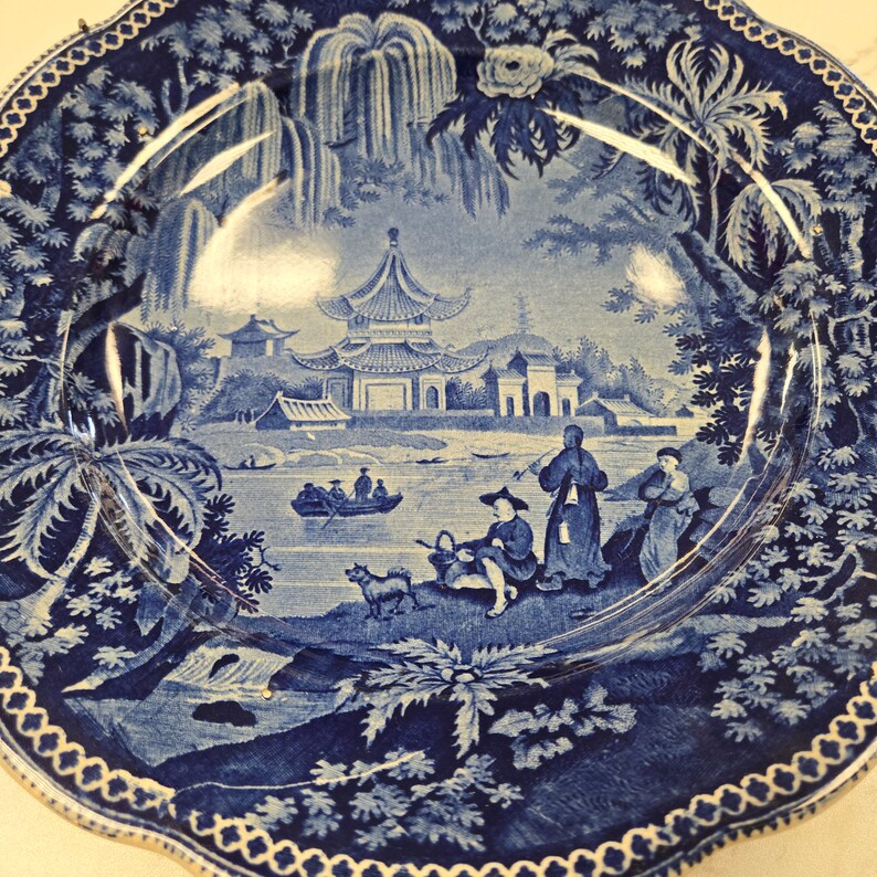 Antique Staffordshire Chinoiserie Transferware Soup Plate - Etsy