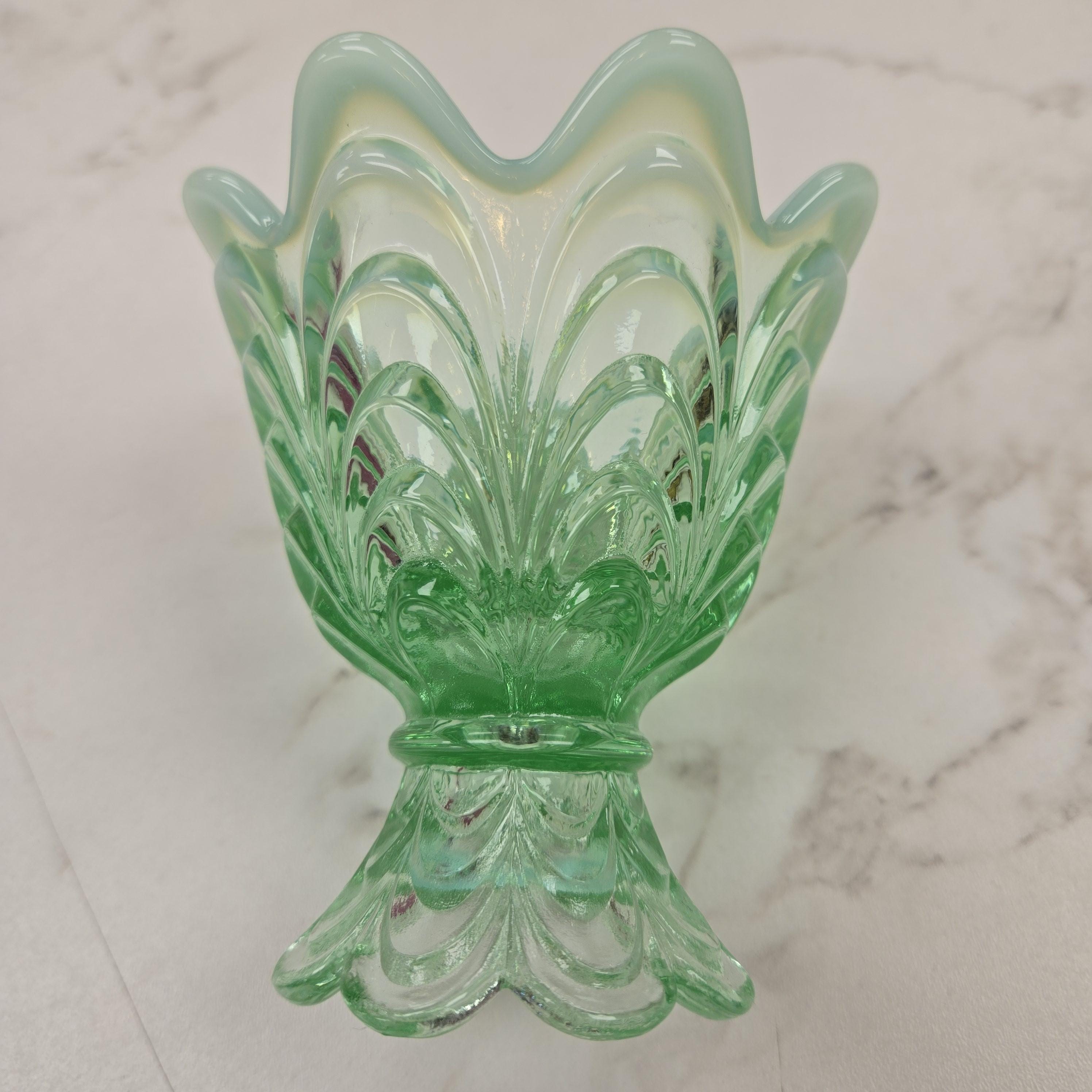 Fenton Glass Willow Green 2 Way Drapery Votive Vase - Etsy