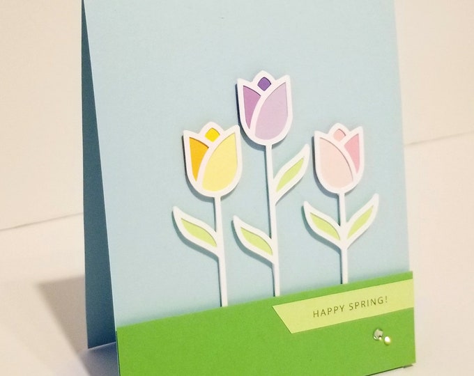 Happy Spring/happy Easter Tulip Card - Etsy