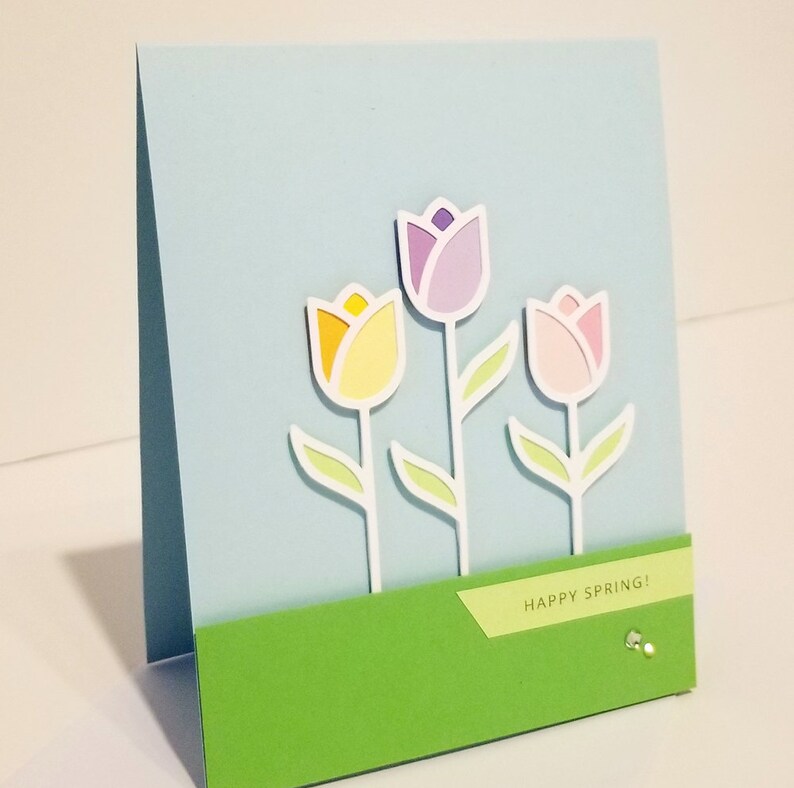 Happy Spring/happy Easter Tulip Card - Etsy