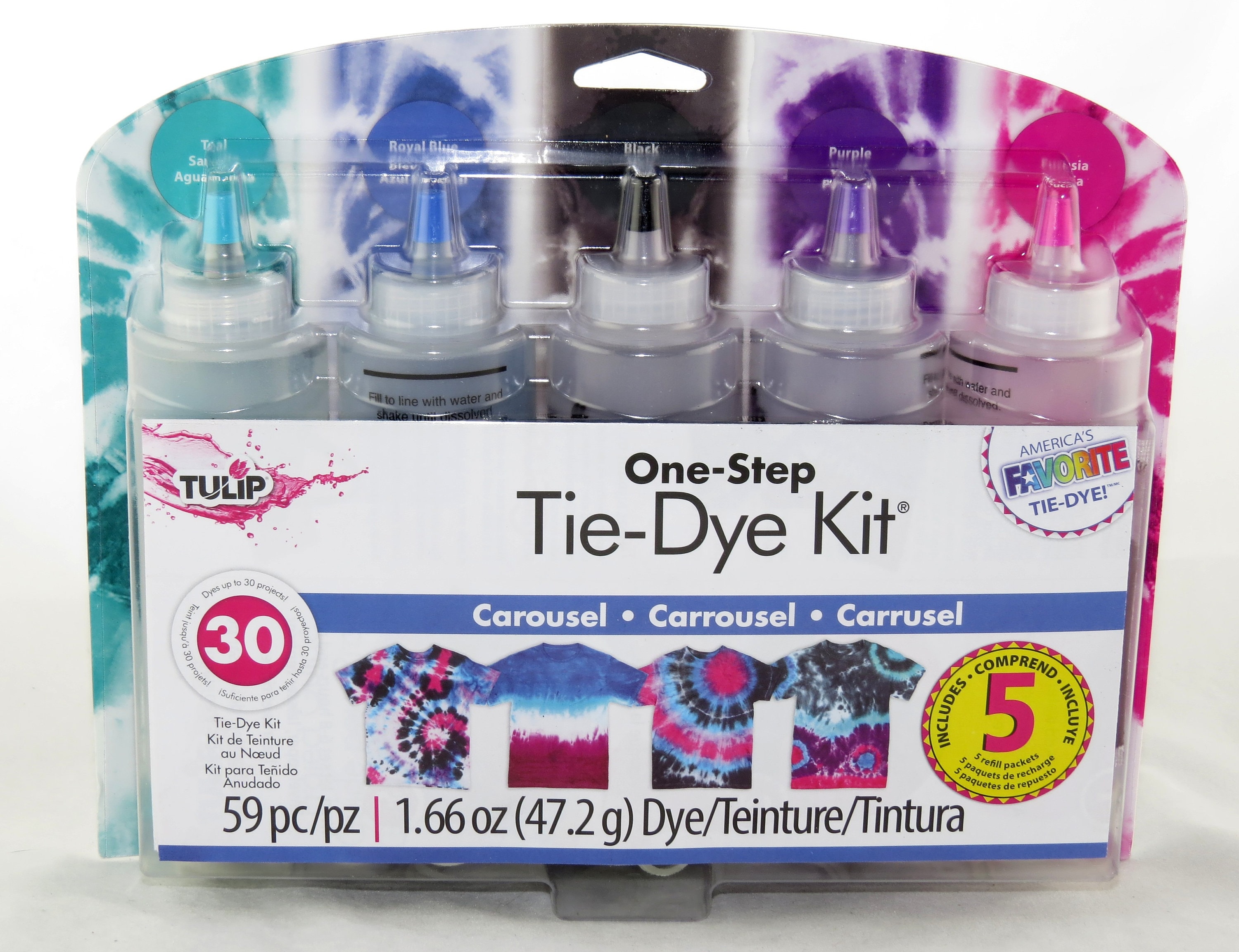 Carousel Tie Dye Craft Activity Kit Tulip NEW Tye Die Purple Blue Teal ...