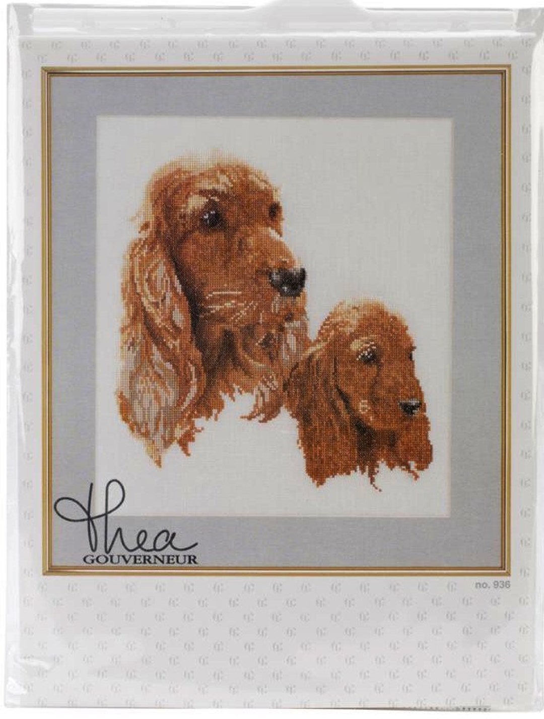 Spaniels on Linen Counted Cross Stitch Kit Thea Gouverneur Art Craft ...