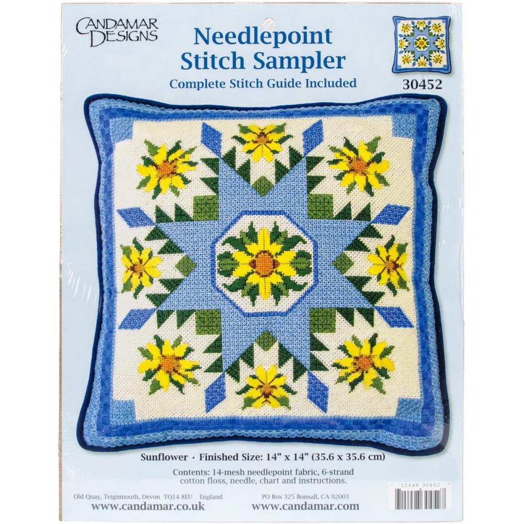 Sunflower Sampler Needlepoint Kit Candamar Stitch Summer Flower Yellow ...