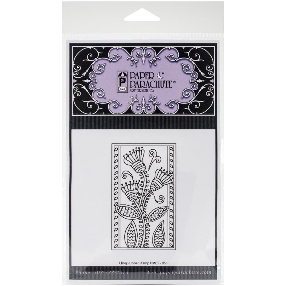 Blossom Flowers Cling Rubber Stamp Paper Parachute NEW Folk Art Pattern ...