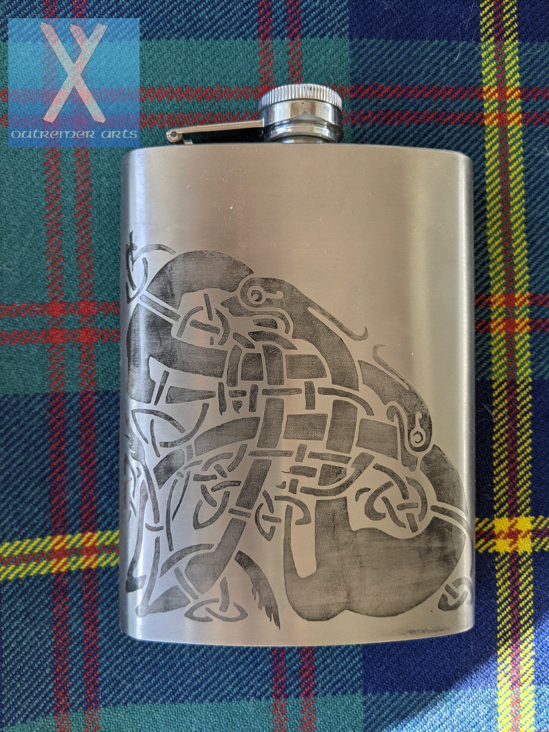 Flask 6. Celtic, Norse, or Pict Hand Etched on Stainless Steel - Etsy