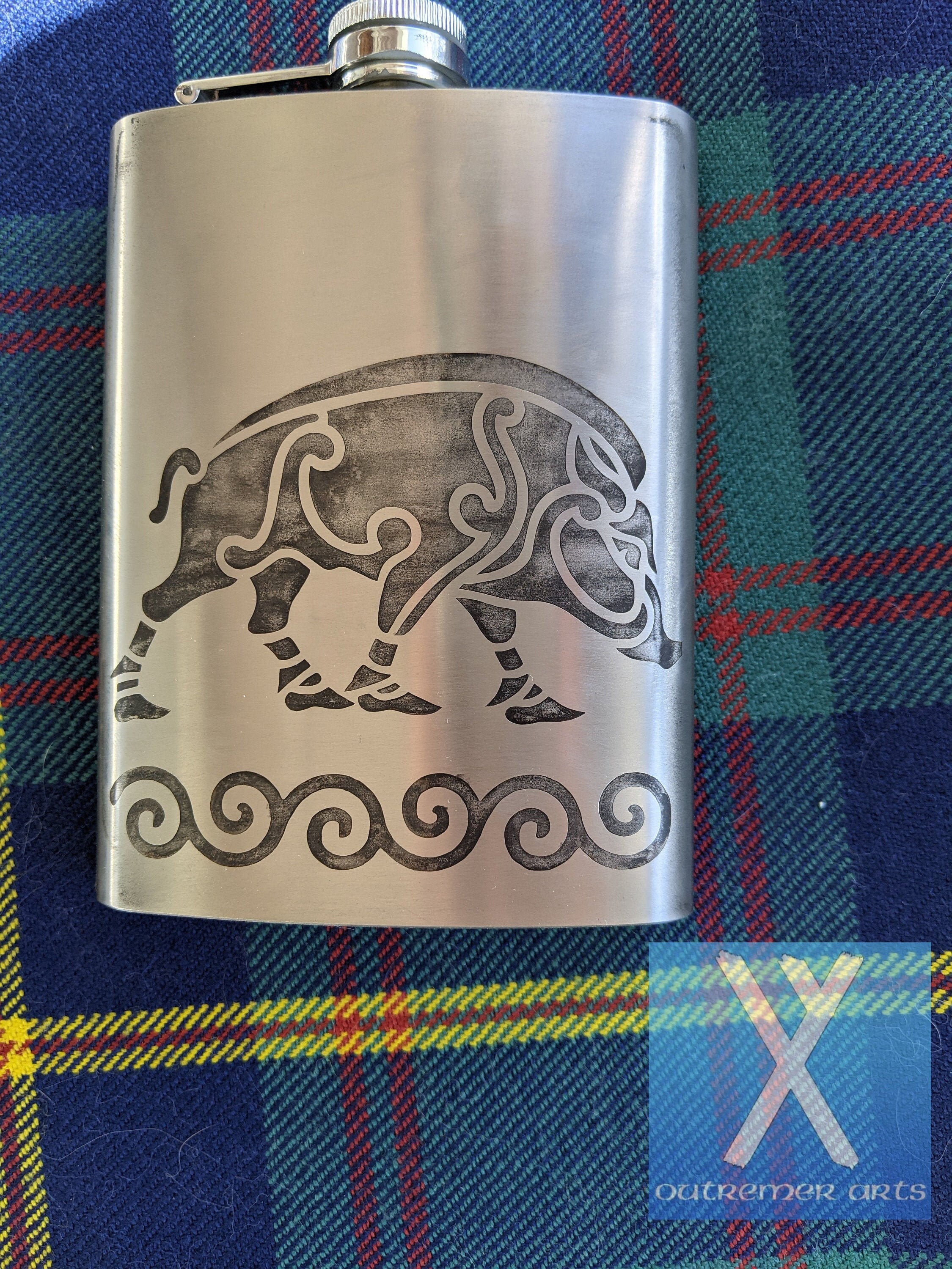 Flask 4. Celtic, Norse, or Pict Hand Etched on Stainless Steel - Etsy