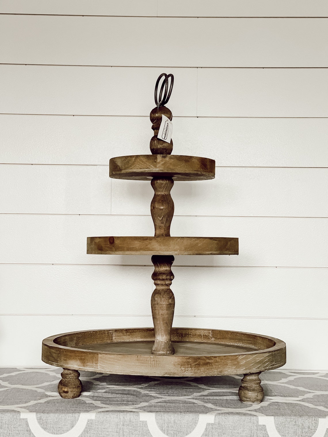 3 Tier Stained Wood Tray Rustic Farmhouse and Boho Style - Etsy