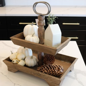 2 Tier Rectangle Tiered Tray Rustic, Cottage, Farmhouse, and Boho Style ...