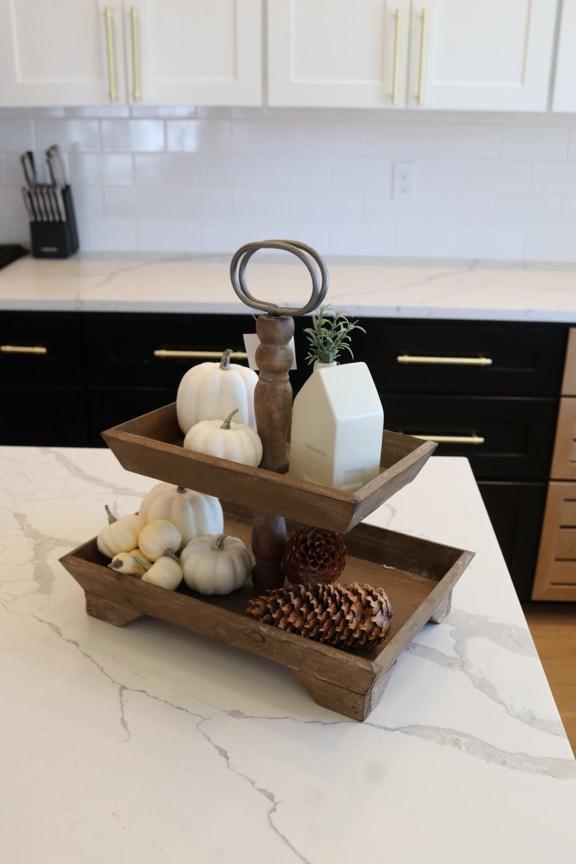 2 Tier Rectangle Tiered Tray Rustic Cottage Farmhouse and - Etsy