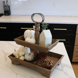 2 Tier Rectangle Tiered Tray Rustic, Cottage, Farmhouse, and Boho Style ...