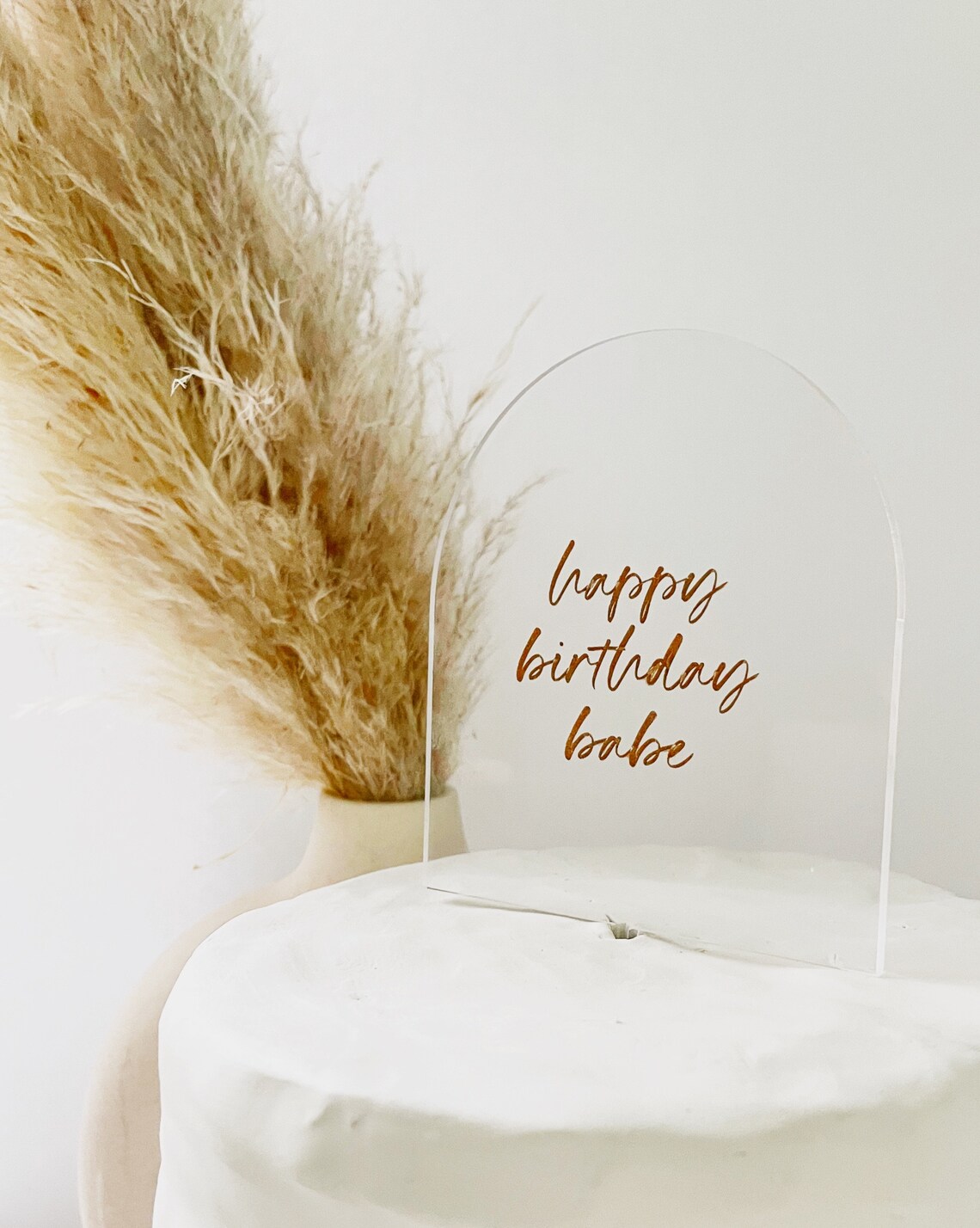 Happy Birthday Arch Clear Acrylic Cake Topper Happy Birthday Babe or ...