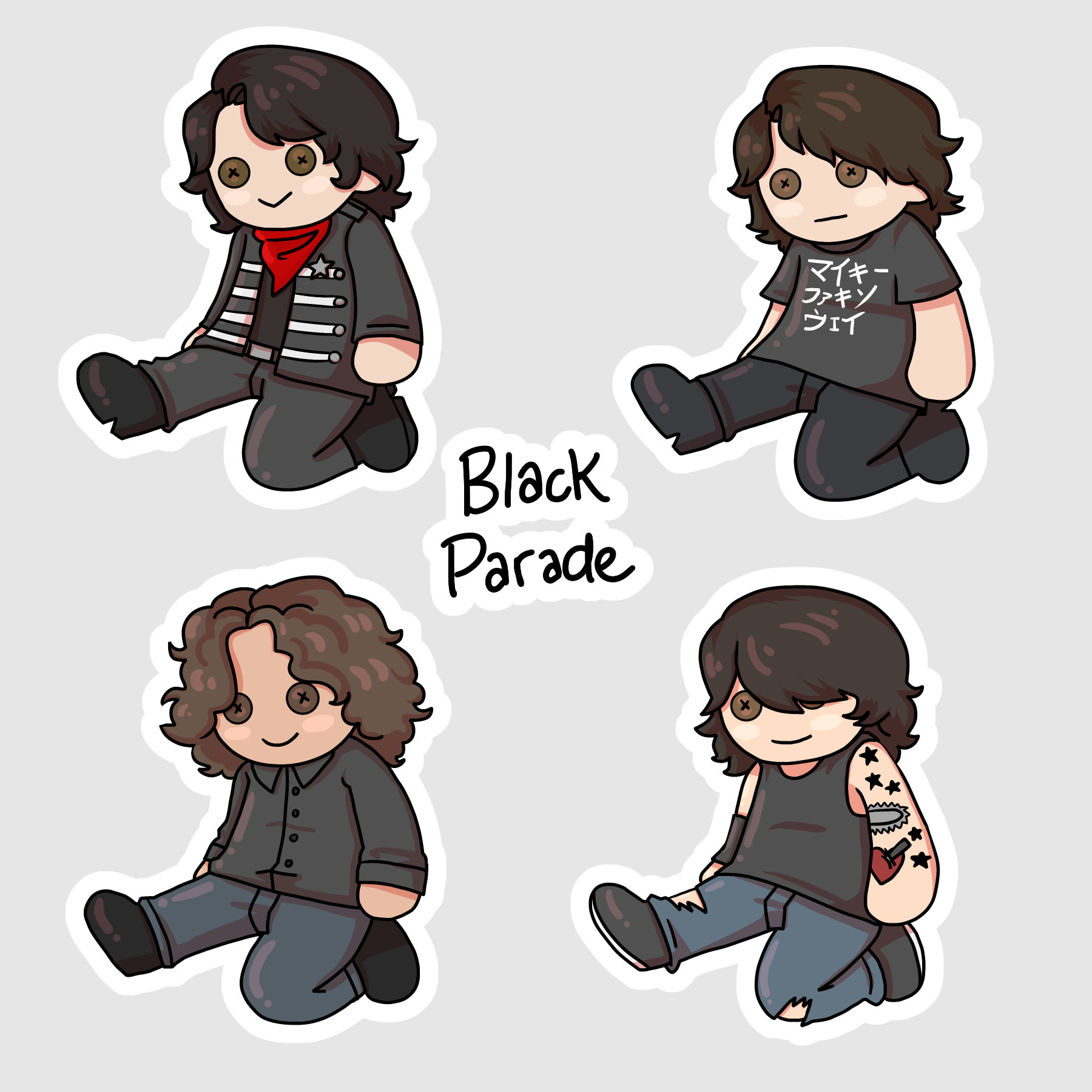 My Chemical Romance MCR Doll Stickers Alternate Outfits - Etsy