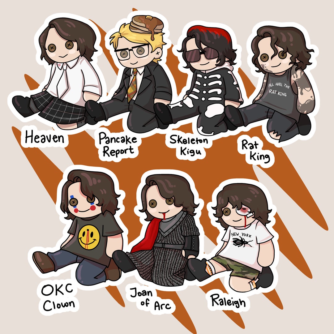 My Chemical Romance MCR Doll Stickers || Skeleton Kigu, Rat King ...