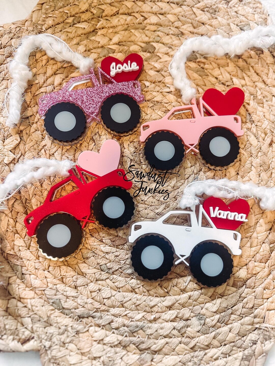 Girl Monster Truck Valentine Name Tag | Custom Valentine Tag | Custom ...