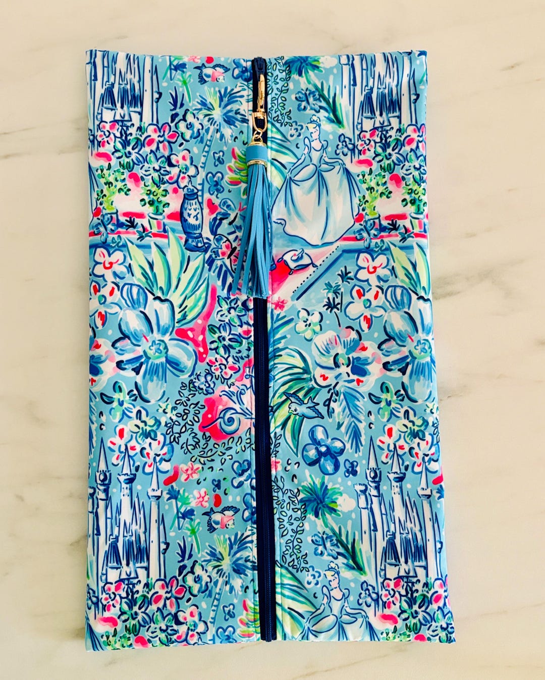 Floral Princess Lay Flat Cosmetic Bag | Water-resistant Travel Zipper ...