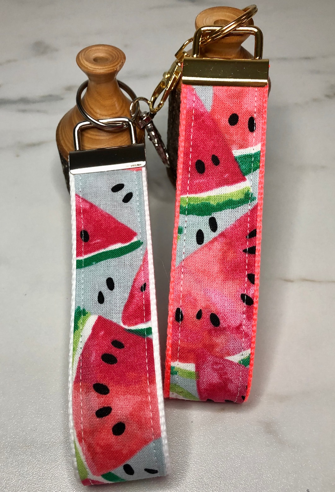 Key Chain / Key Fob Wristlet Summer Watermelon White & Coral - Etsy