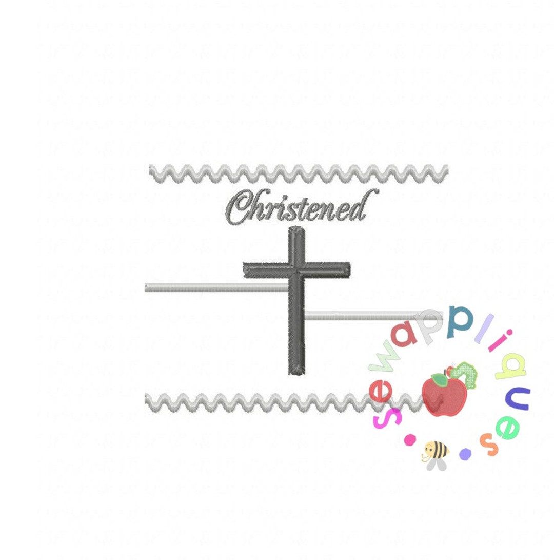 Christening Simple Template Announcement Stitched Embroidery - Etsy