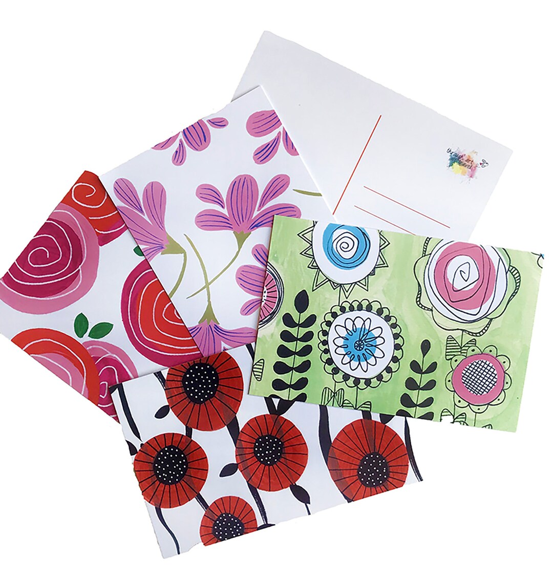Floral Postcard Set, Painted Postcards, Multi-purpose Postcards ...