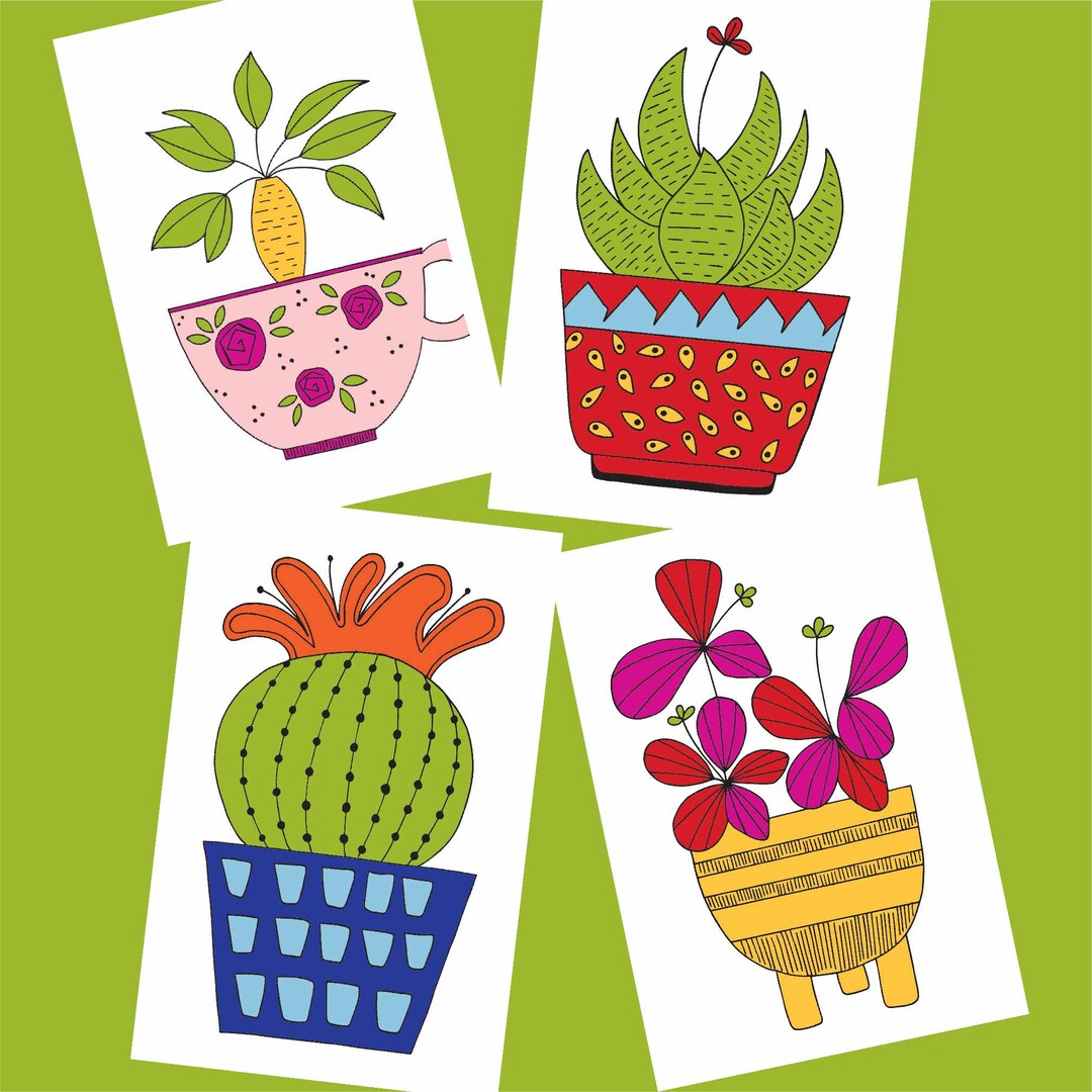 Succulent Postcard Set, Cactus Postcards, Succulent Notecard, Botanical ...