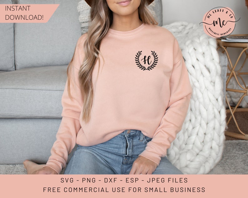 Monogram SVG Initial Svg Laurel Svg Farmhouse Sign Rustic - Etsy