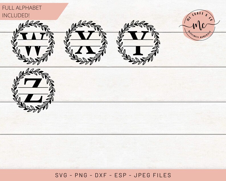 Monogram SVG Initial Svg Laurel Svg Farmhouse Sign Split - Etsy