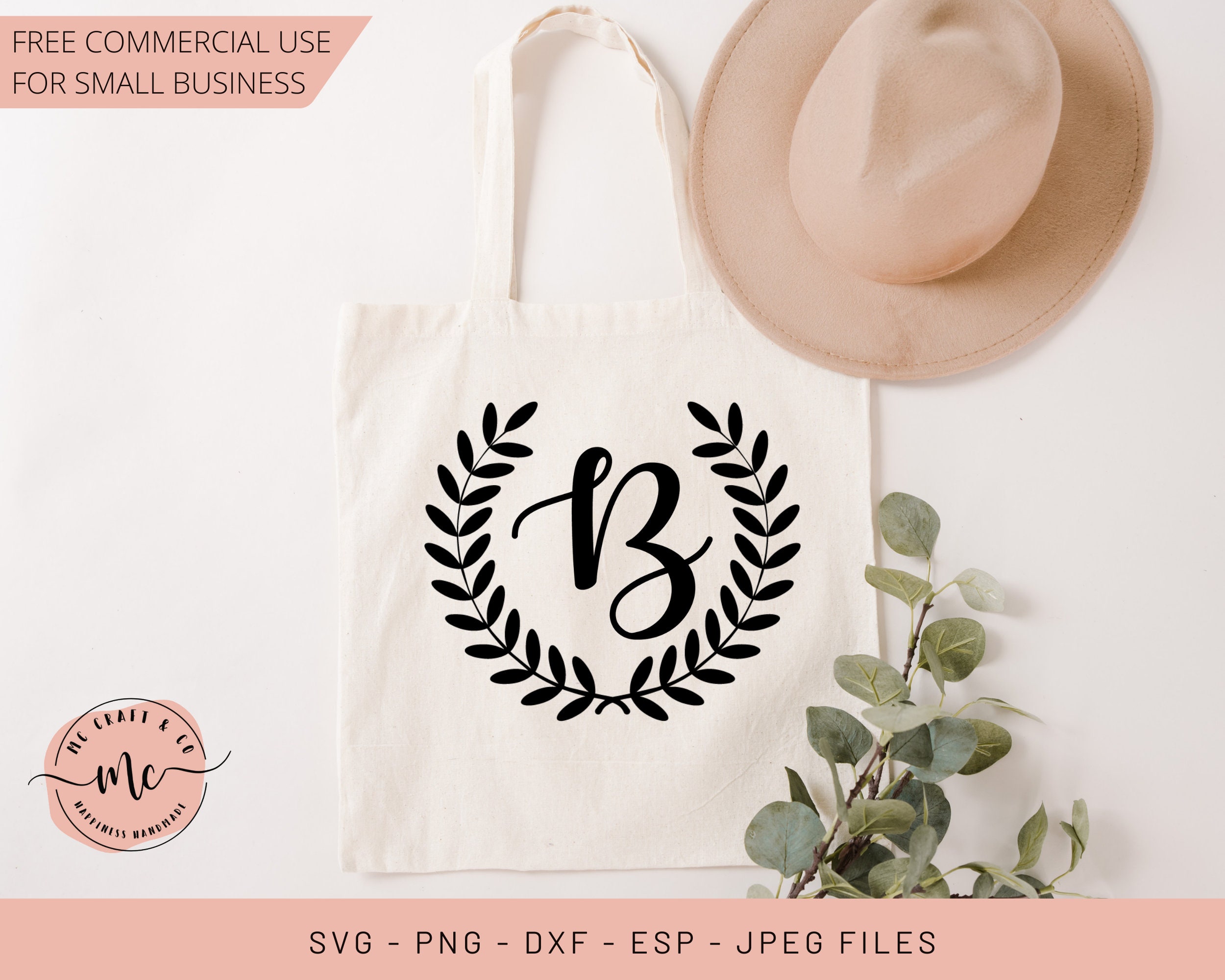 Monogram SVG Initial Svg Laurel Svg Farmhouse Sign Rustic - Etsy