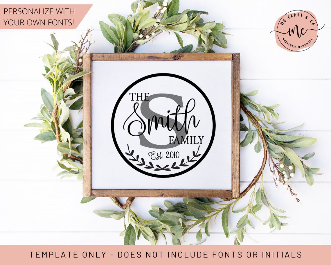 Monogram SVG Family Name Svg Last Name Svg Farmhouse Sign - Etsy