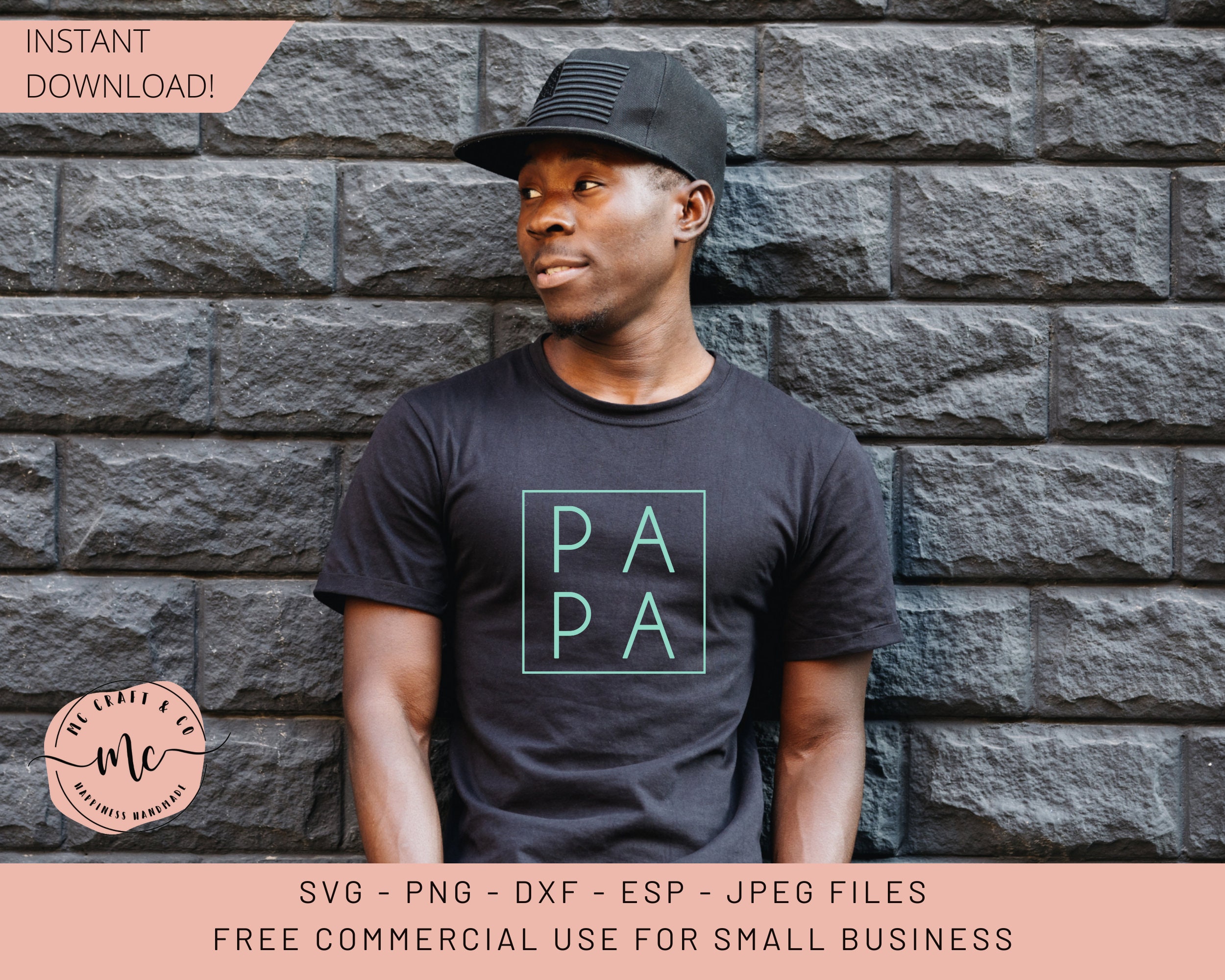 PAPA Fathers Day Svg Dad the Man. Daddy Papa Popscut - Etsy