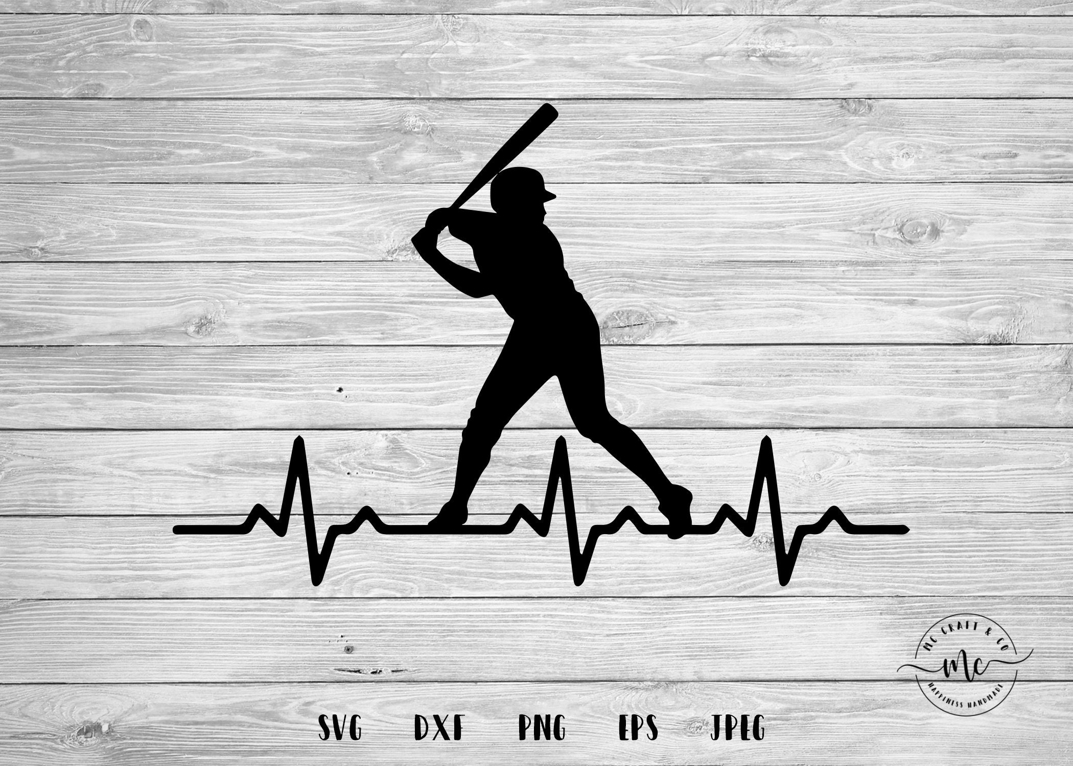 Baseball Svg, Baseball EKG, Batter Ekg, Baseball Player Heartbeat Svg ...