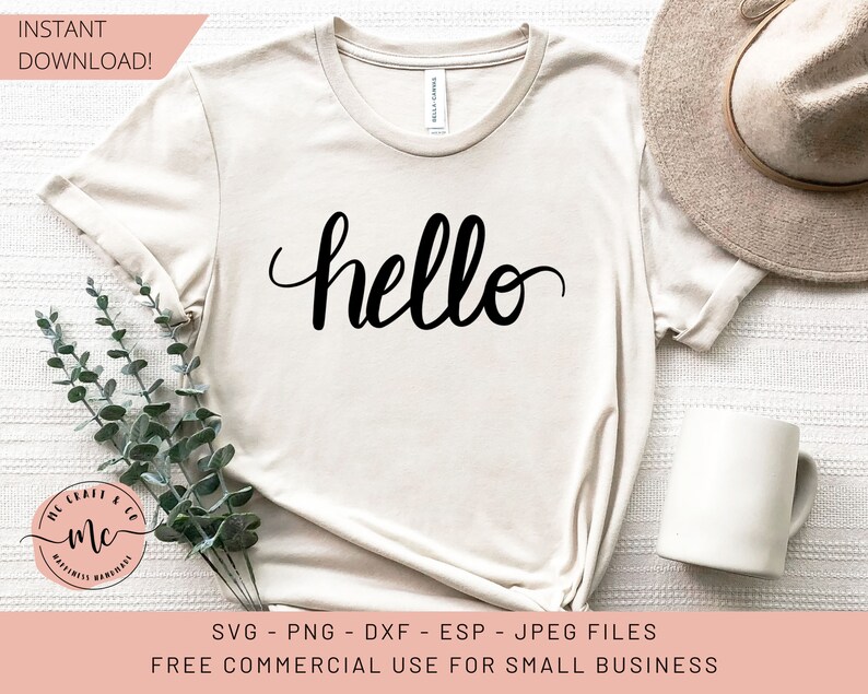 Hello SVG Hello Cut File Handlettered Cricut Silhouette - Etsy