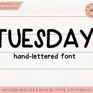 Tuesday Font, Handwritten Font, Cricut Font, Fonts for Cricut, Font Duo ...