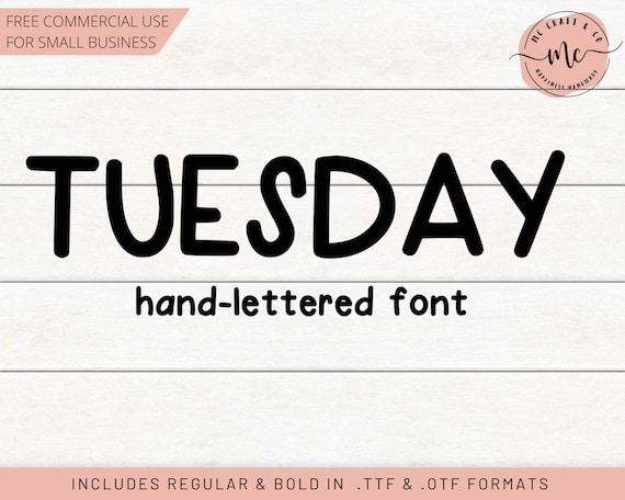 Tuesday Font Handwritten Font Cricut Font Fonts for Cricut - Etsy