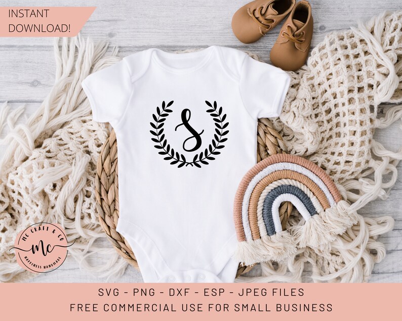 Monogram SVG Initial Svg Laurel Svg Farmhouse Sign Rustic - Etsy