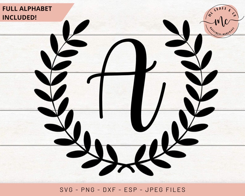 Monogram SVG Initial Svg Laurel Svg Farmhouse Sign Rustic - Etsy