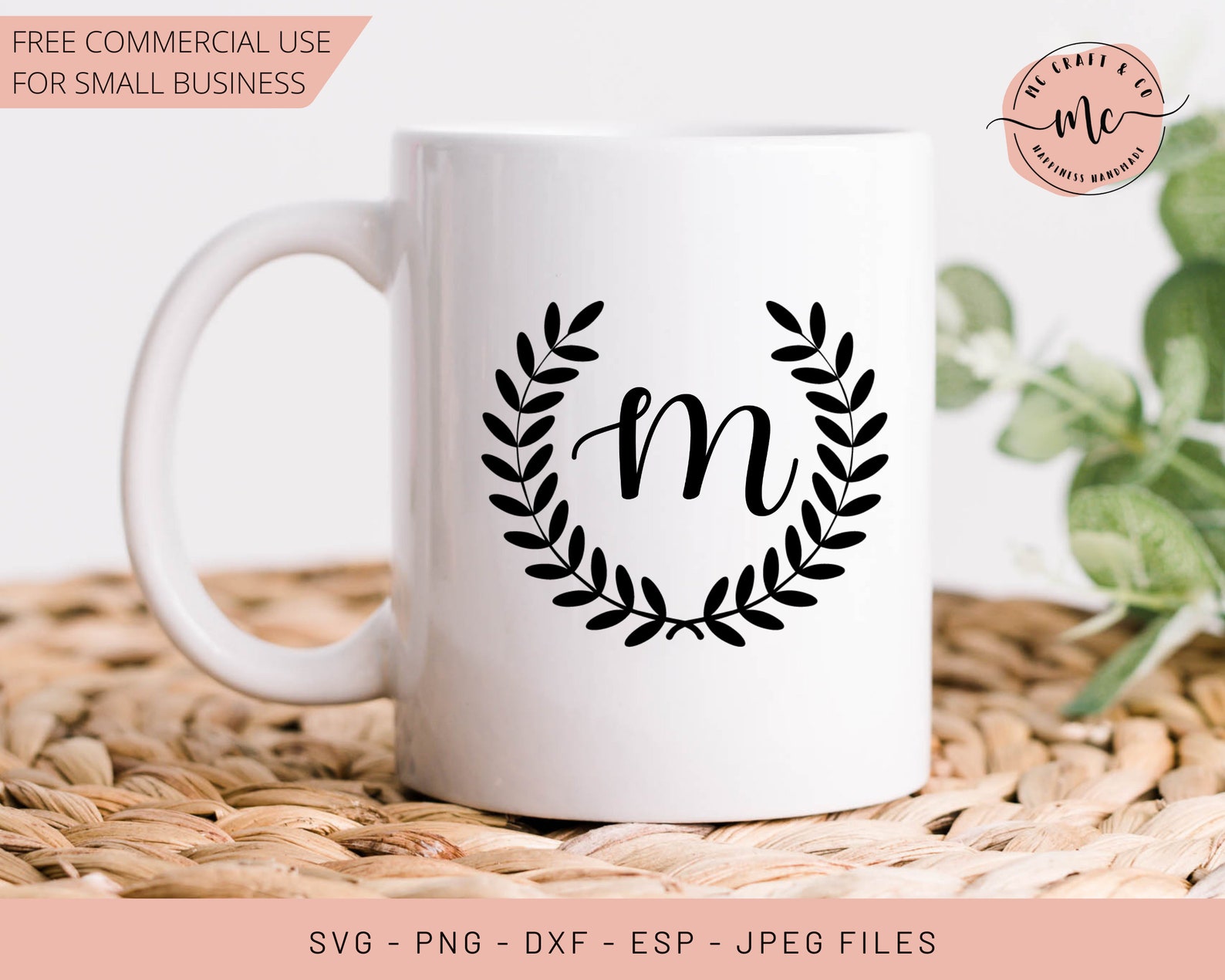 Monogram SVG Initial Svg Laurel Svg Farmhouse Sign Rustic - Etsy